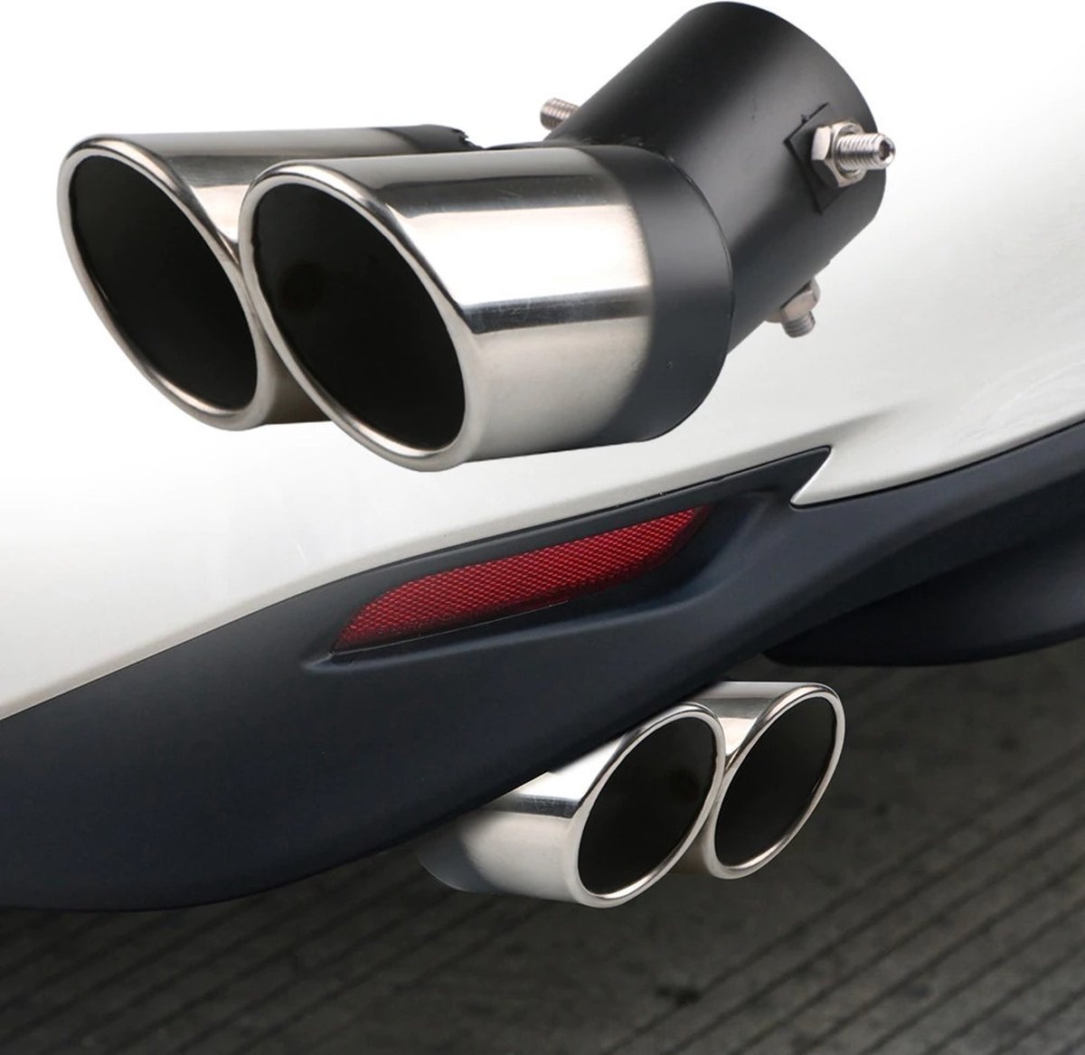 Dubbele Uitlaat Chrome Aflopend 60mm Kopstuk / Eindstuk RVS [Uitlaat ...