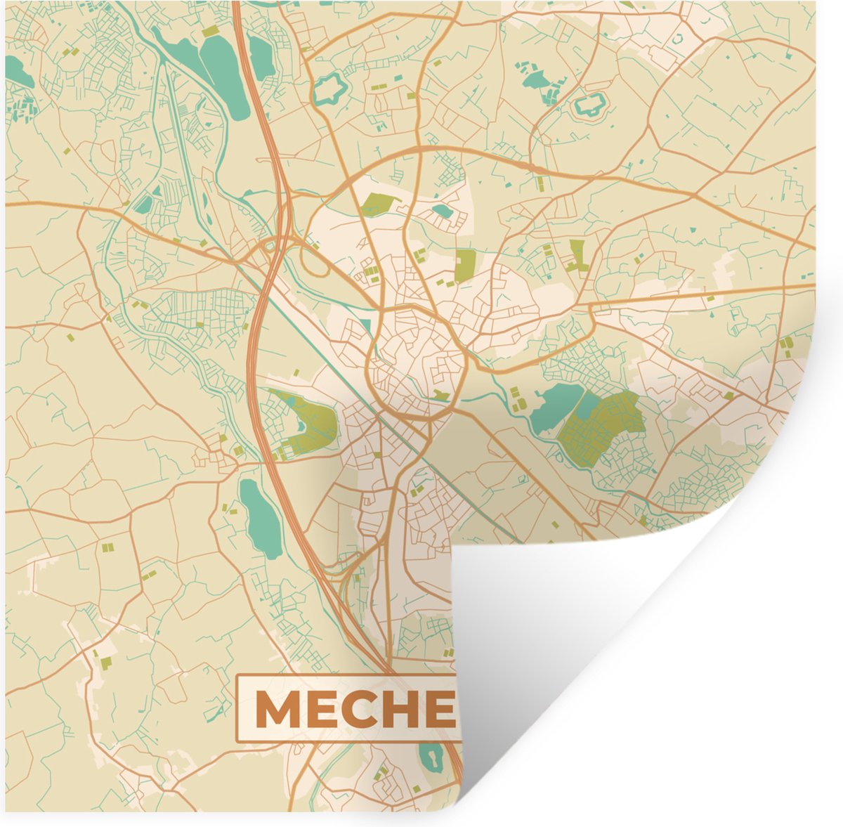 Muurstickers - België - Kaart - Mechelen - Stadskaart - Plattegrond ...