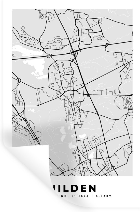 Muurstickers - Stadskaart - Duitsland - Plattegrond - Hilden - Kaart ...