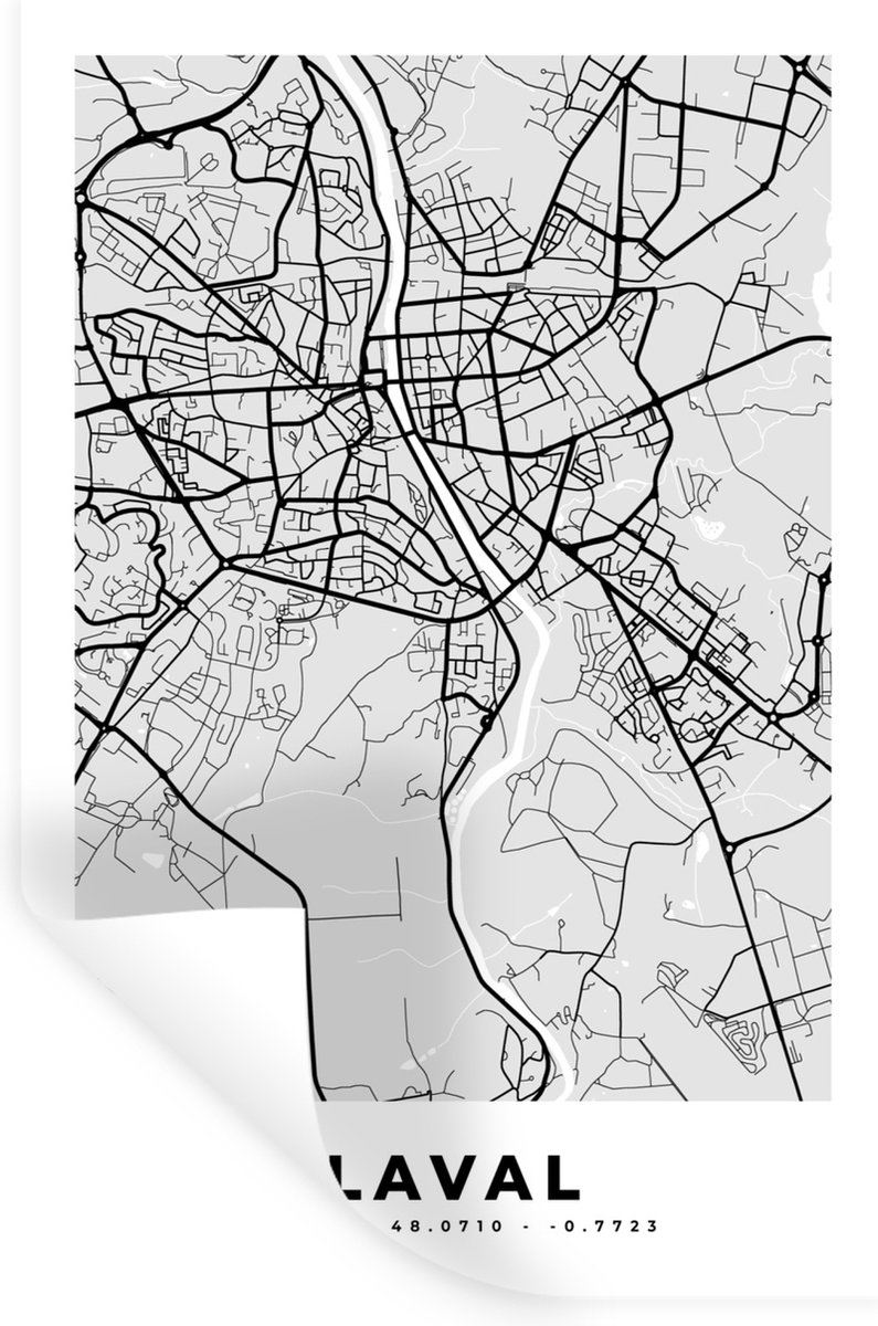 Stickers Stickers muraux - Carte - Plan de ville - Laval - Carte - France - 80x120 cm... | bol.com