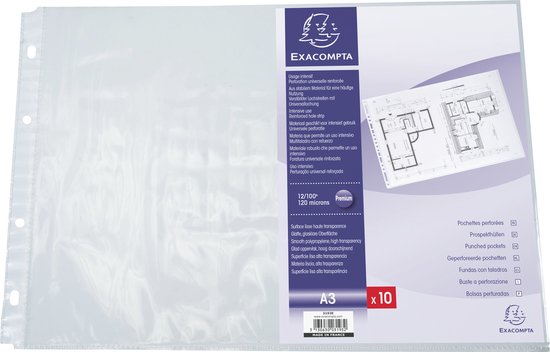 4 x Pak van 10 geperforeerde showtassen - gladde PVC 12/100ste - A3 ...