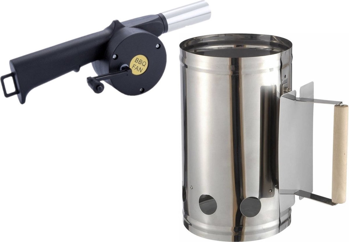 Barbecue briketten starter RVS met houten handvat 27 x 17 cm - Met ...