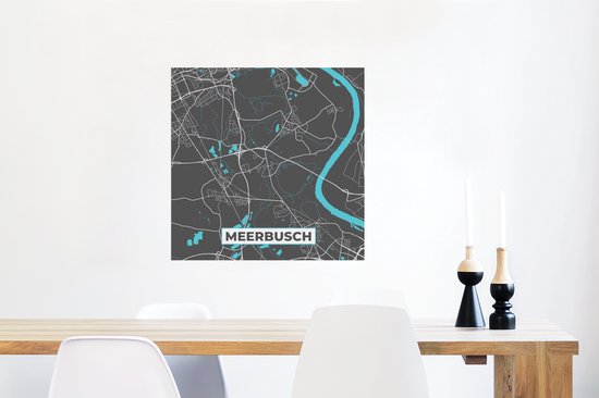 Poster Meerbusch – Stadskaart – Blauw – Plattegrond – Stadskaart ...