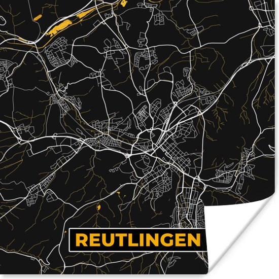 Poster Reutlingen – Stadskaart – Gold – Plattegrond – Stadskaart ...