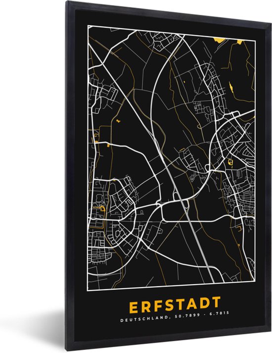 Fotolijst incl. Poster - Stadskaart – Plattegrond – Duitsland – Goud ...