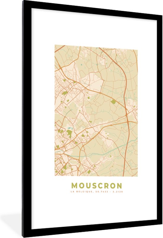 Fotolijst incl. Poster - Plattegrond - Kaart - Mouscron - Stadskaart ...