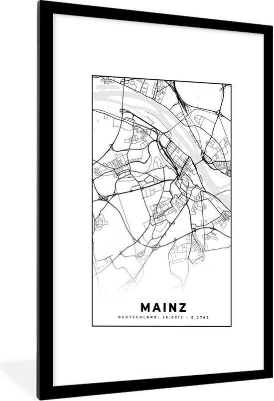 Fotolijst incl. Poster - Plattegrond - Mainz - Kaart - Stadskaart ...