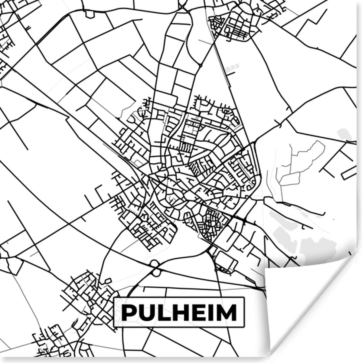 Poster Plattegrond - Stadskaart - Pulheim - Kaart - 50x50 cm | bol.com