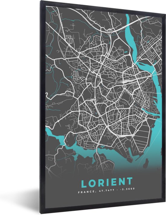 Cadre photo avec poster - Plan de ville - Carte - France - Lorient ...