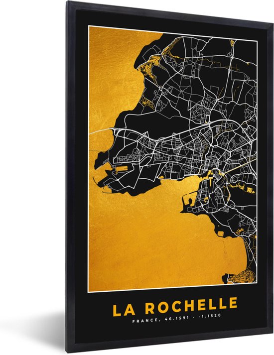 Fotolijst incl. Poster - Stadskaart – la Rochelle - Frankrijk – Kaart ...