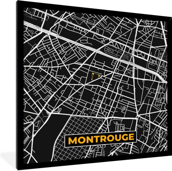 Fotolijst incl. Poster - Montrouge - Plattegrond - Frankrijk - Kaart ...