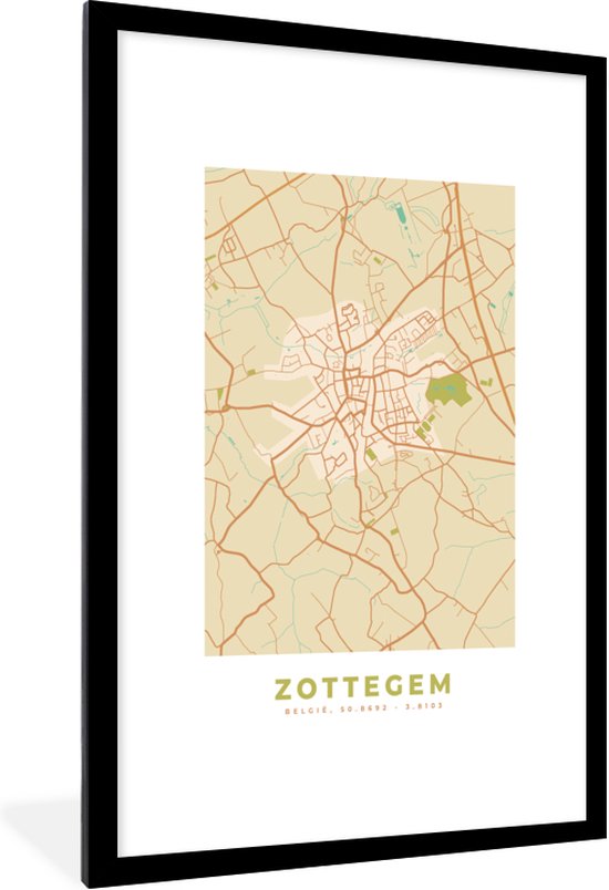 Fotolijst incl. Poster - Kaart - Retro - Plattegrond - Stadskaart ...