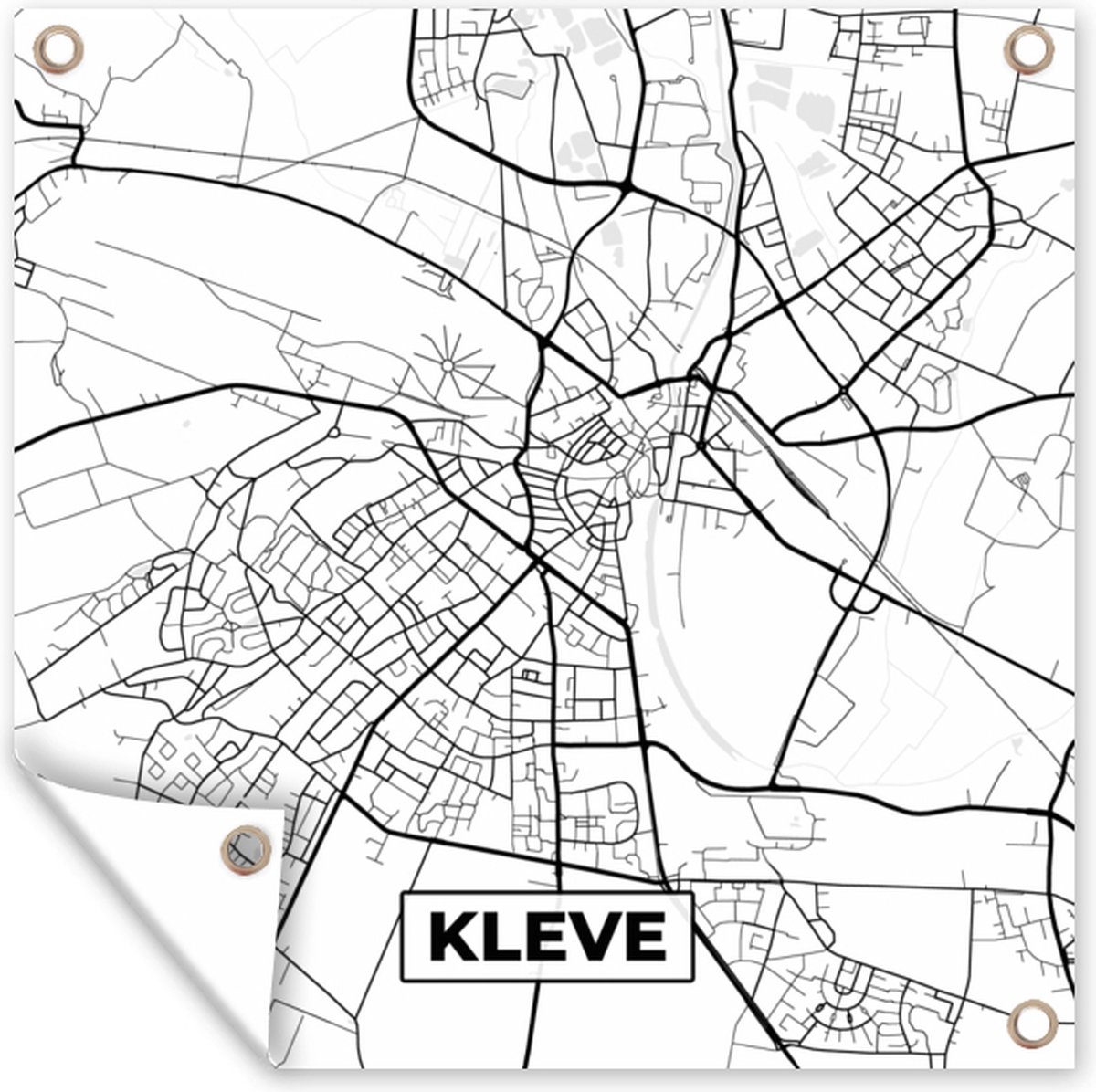 Tuin poster Stadskaart - Kaart - Kleve - Plattegrond - 200x200 cm ...