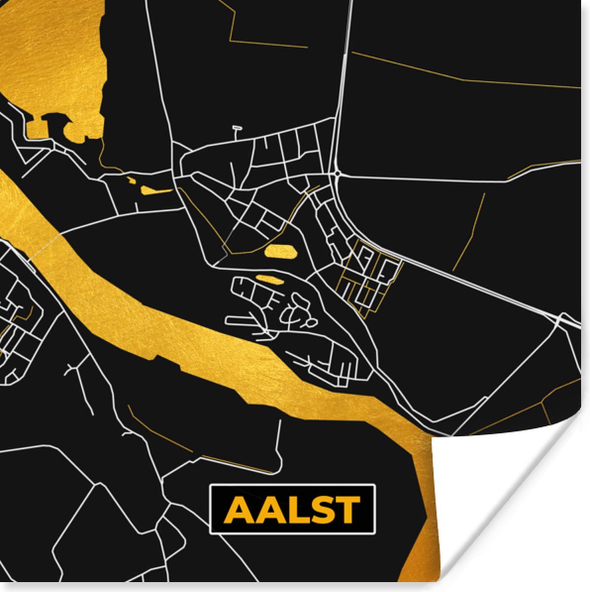 Poster Plattegrond - Goud - Aalst - Kaart - Stadskaart - 50x50 cm | bol.com