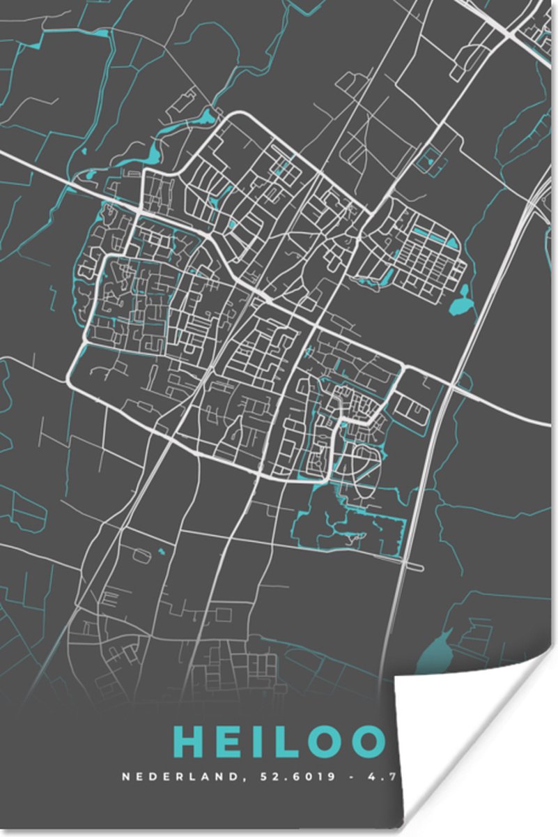 Poster Heiloo - Stadskaart - Kaart - Plattegrond - 20x30 cm | bol.com