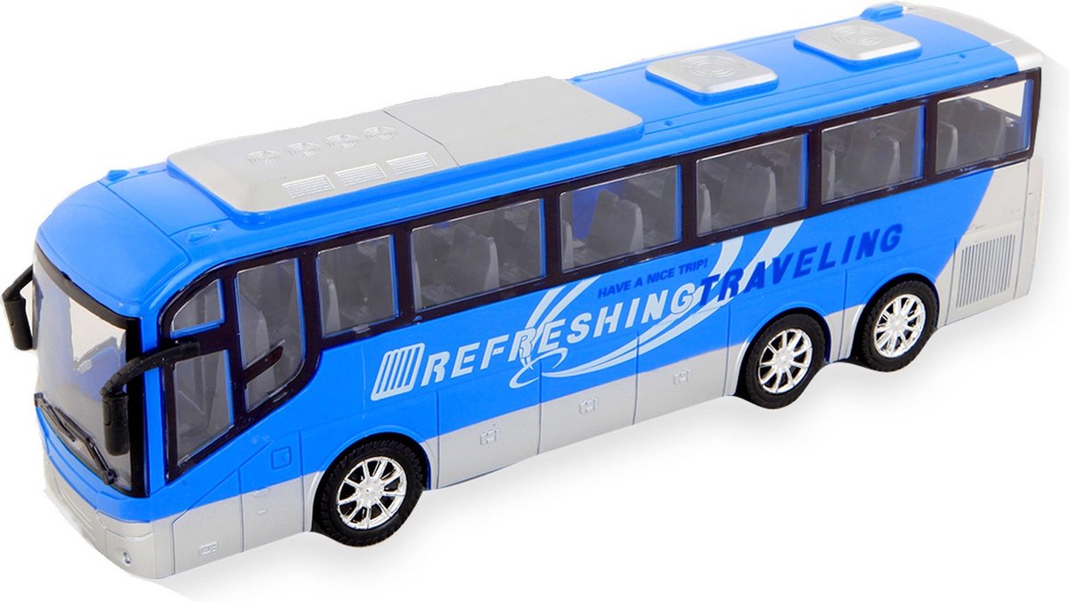 Speelgoed touringcar/reis bus blauw 32 cm voor kinderen - Speelgoed met ...