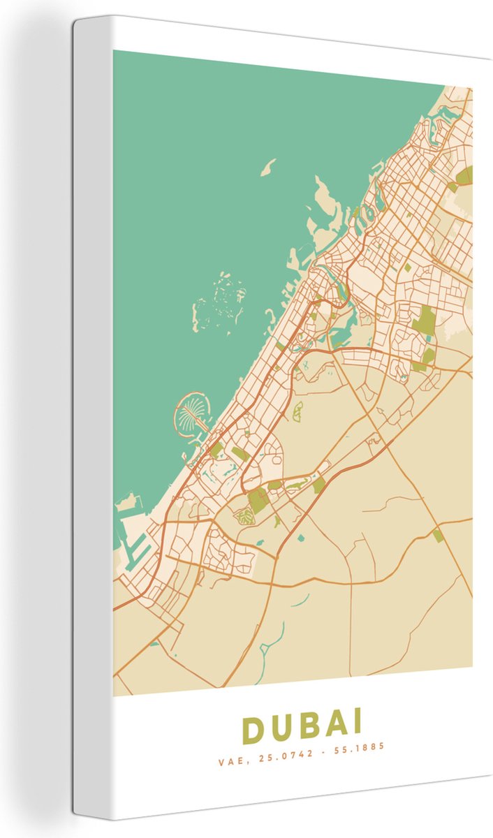 Peinture sur toile Dubaï - Plan de la ville - Plan d'étage - Vintage ...