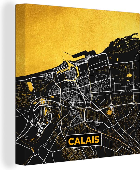 Canvas Schilderij Kaart – Calais - Plattegrond – Frankrijk – Stadskaart ...