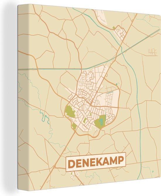 Canvas Schilderij Kaart - Denekamp - Plattegrond - Stadskaart - 50x50 ...