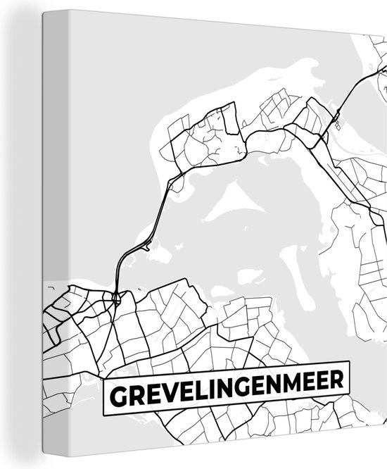 Canvas Schilderij Kaart - Zeeland - Plattegrond - Stadskaart ...