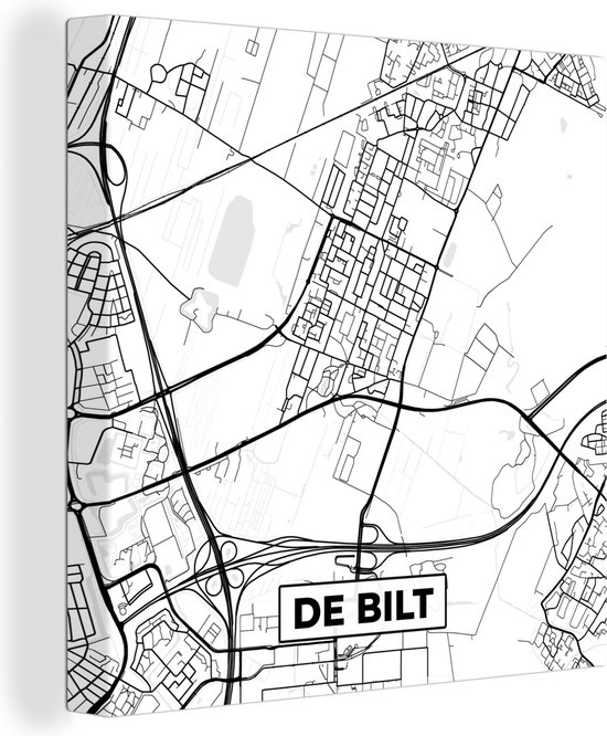 Canvas Schilderij De Bilt - Plattegrond - Stadskaart - Kaart - 50x50 cm ...