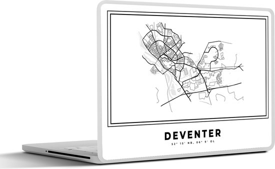 Laptop sticker - 12.3 inch - Stadskaart – Zwart Wit - Kaart – Deventer ...
