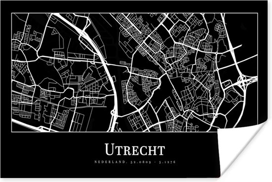 Poster Plattegrond - Stadskaart - Utrecht - Kaart - 120x80 cm | bol.com