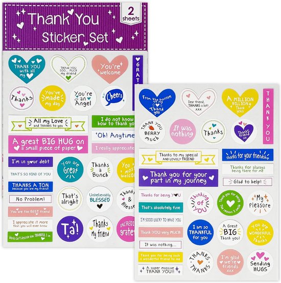 55+ Zelfklevende Dank Je Wel Stickers voor Cadeaus, Kaarten en ...