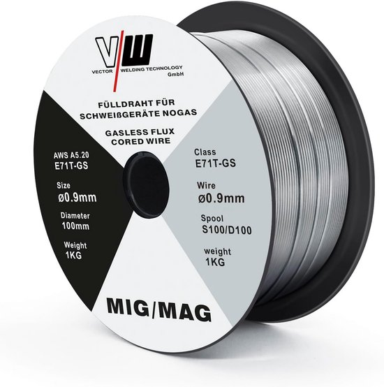 Gasloze Lasdraad 0.9mm E71T-GS 1kg Spoel voor MIG Lassen | bol