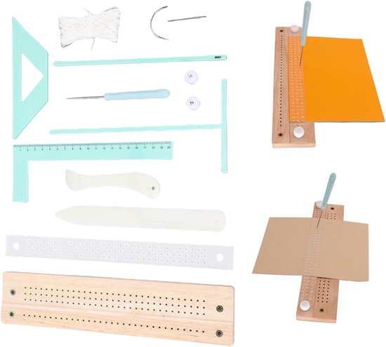 Houten Bookbinding Tool Set: Handtekening Pons + Punch Gids + Naalden | bol
