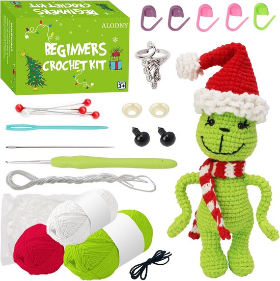 Haakset voor Beginners: Kerstthema Haakpakket Compleet met Garen en ...