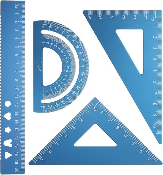 Geometrische Tekenset met Linialen, Geodriehoek en Graduatieboog - 4 ...
