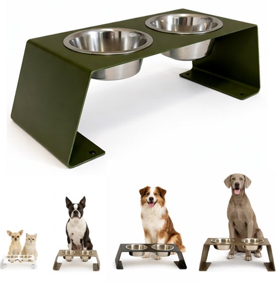 Design Verhoogd Voederbak voor Hond - Voederstation uit Staal – Incl. 4 ...