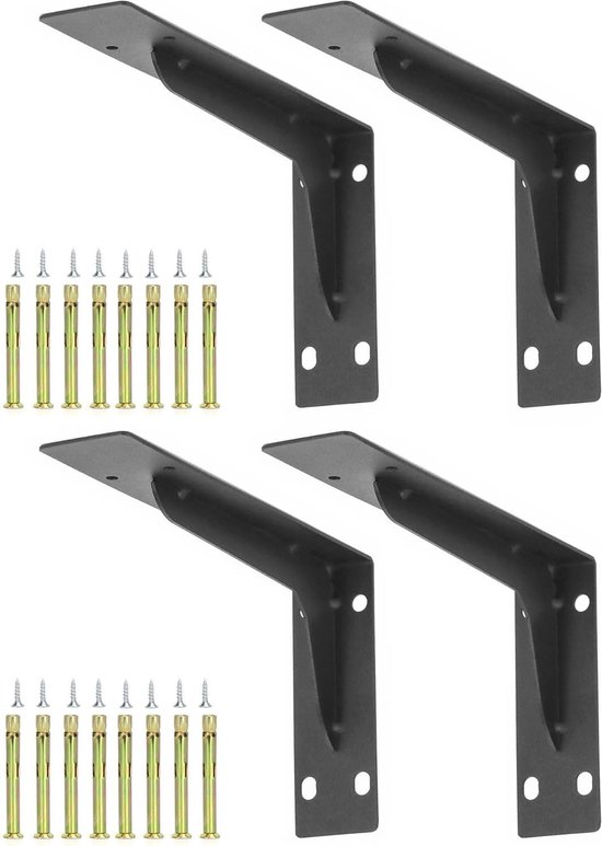 Allecto - Wandplankbeugel Hoek 90 graden - Metalen plankbeugel Set van ...