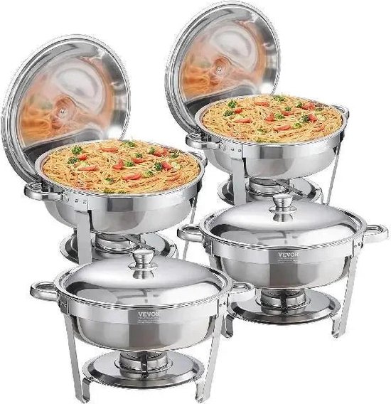 Vevor - Round Chafing Dish Buffet Set - Stainless Steel Buffet Set ...