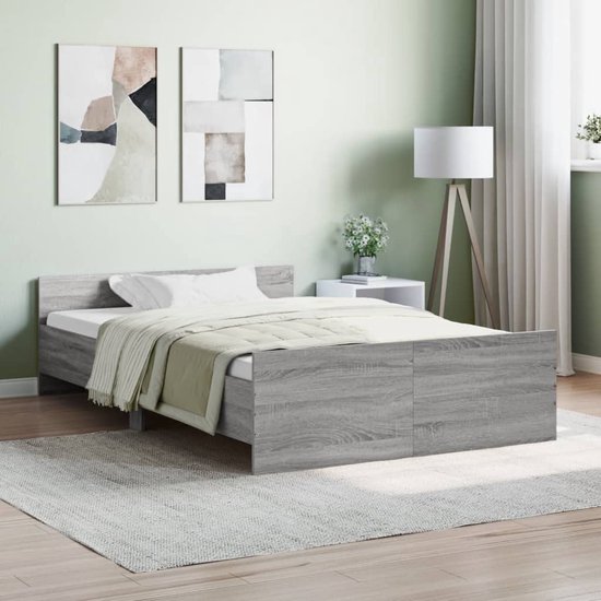 vidaXL Bedframe 120x200 cm Grijs Sonoma Eiken Slaapcomfort - Bed Frame ...