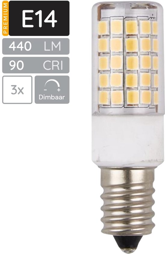 SPL E14 LED Lamp 5W Dimbaar - CRI 90 - Neutraal Wit - 440lm - LED Buislamp T18 - 3 Stuks | bol