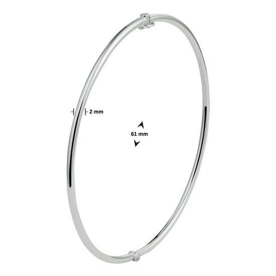 Zilgold bangle scharnier – Massief ronde buis 2 mm – Witgoud/Zilverkern ...