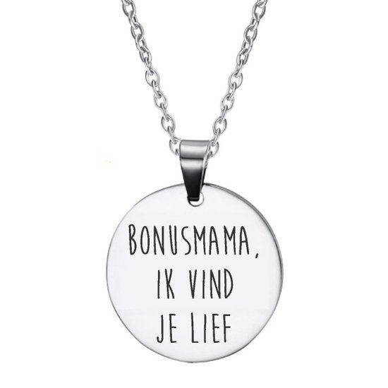 Ketting RVS - Rond - Zilver - Bonusmama Ik Vind Je Lief | bol