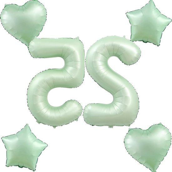 Olijfgroene ballonnen cijfer 25 - verjaardagsdecoratie voor mannen ...