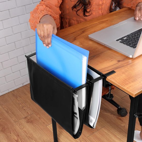 Under Desk Hanging File Organiser Holder - A4 Document Storage Rack for ...