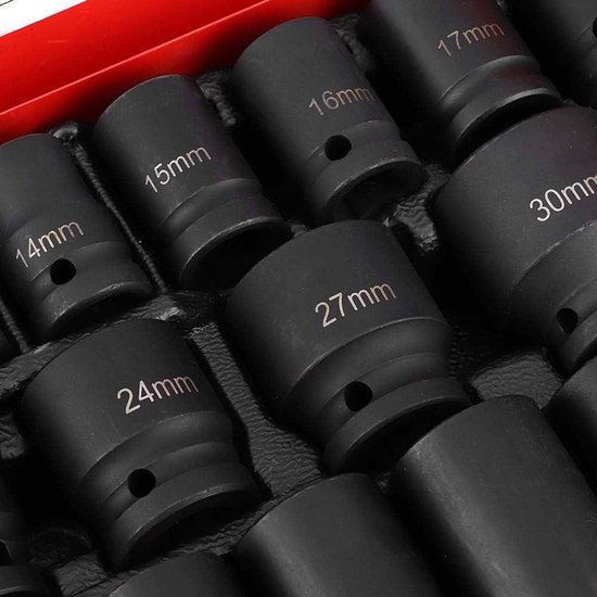 35 stks 1/2 "Metrische Inbus Set Diepe Impact Sockets - Chroom Vanadium ...