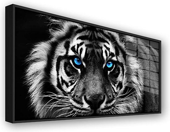 Blauwe Ogen Tijger schilderij 120 X 60 CM | bol