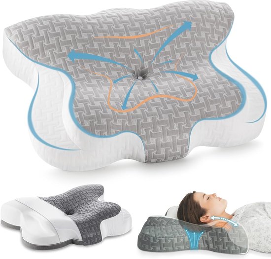 Ergonomisch traagschuim nekkussen voor diepe slaap - verstelbaar hoofdkussen met... | bol