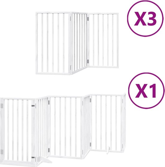 vidaXL - Hondenhek - inklapbaar - met - deur - 15 - panelen - 750cm - populierhout - wit | bol