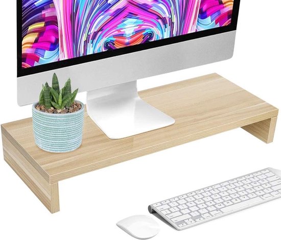 Monitor Booster - Wooden Stand Organizer for Computer Monitor and ...