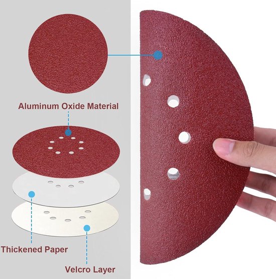 225 mm Velcro tape Sandpaper - 50 pack P40-P2000 Grit Sanding Discs for ...