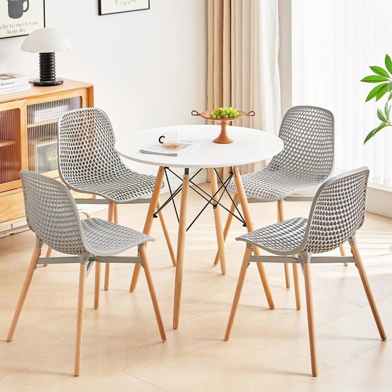 Ruimtebesparende Ronde Eettafel en Stoelen Set voor 4 Personen - 80 cm ...