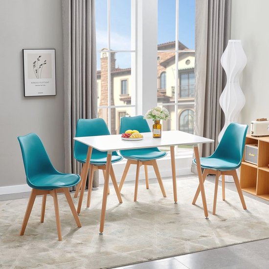 Eettafel met 4 stoelen set - Rechthoekige eettafel voor 4 personen ...