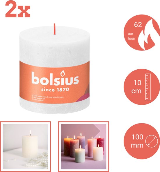 Bolsius - Rustiek stompkaars - 100/100 - 1 Stuk - Cloudy White ...